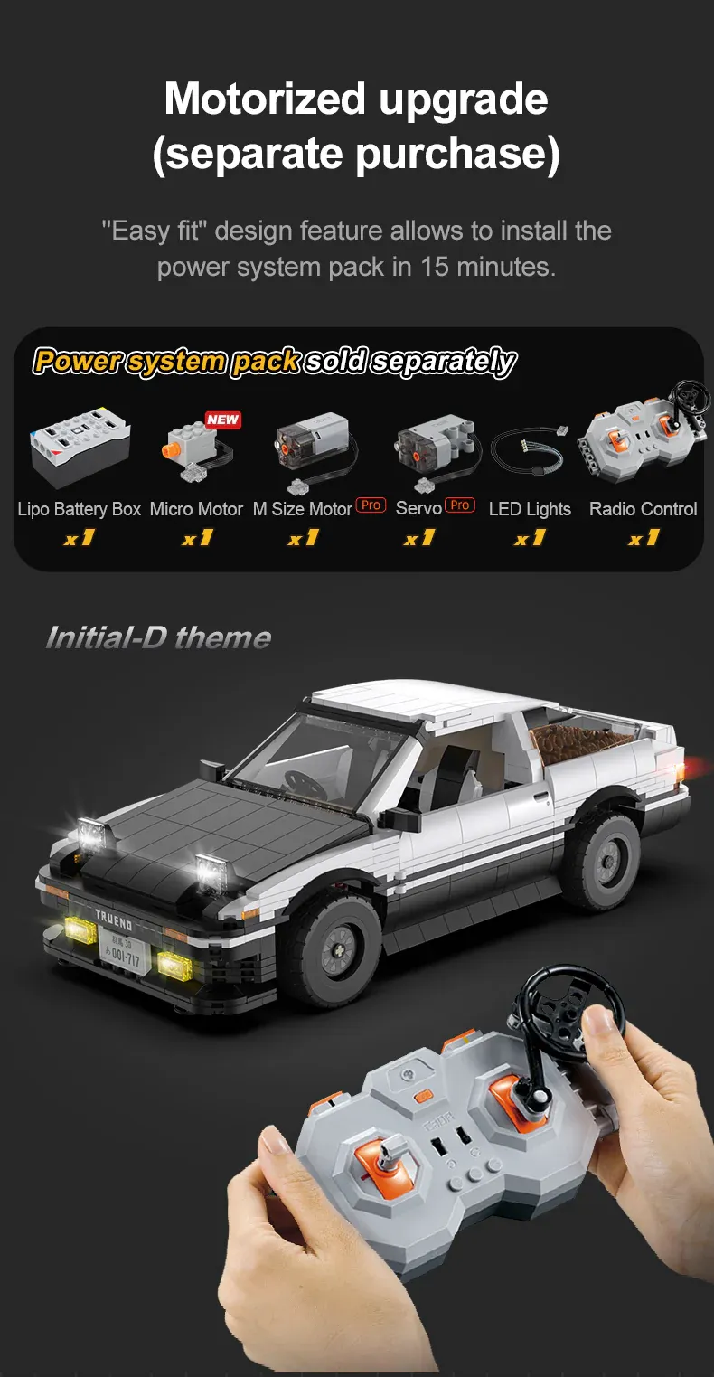 CaDA Initial D AE86 Trueno 1:12 Scale Car Building Kit - Play & Dream